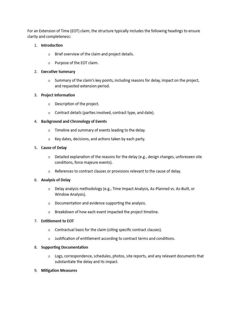 For An Extension of Time (EOT) Claim | PDF