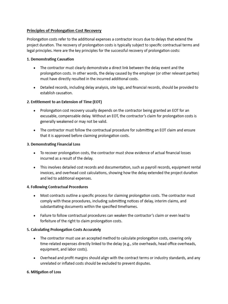 Principles of Prolongation Cost Recovery | PDF | Cost | Business