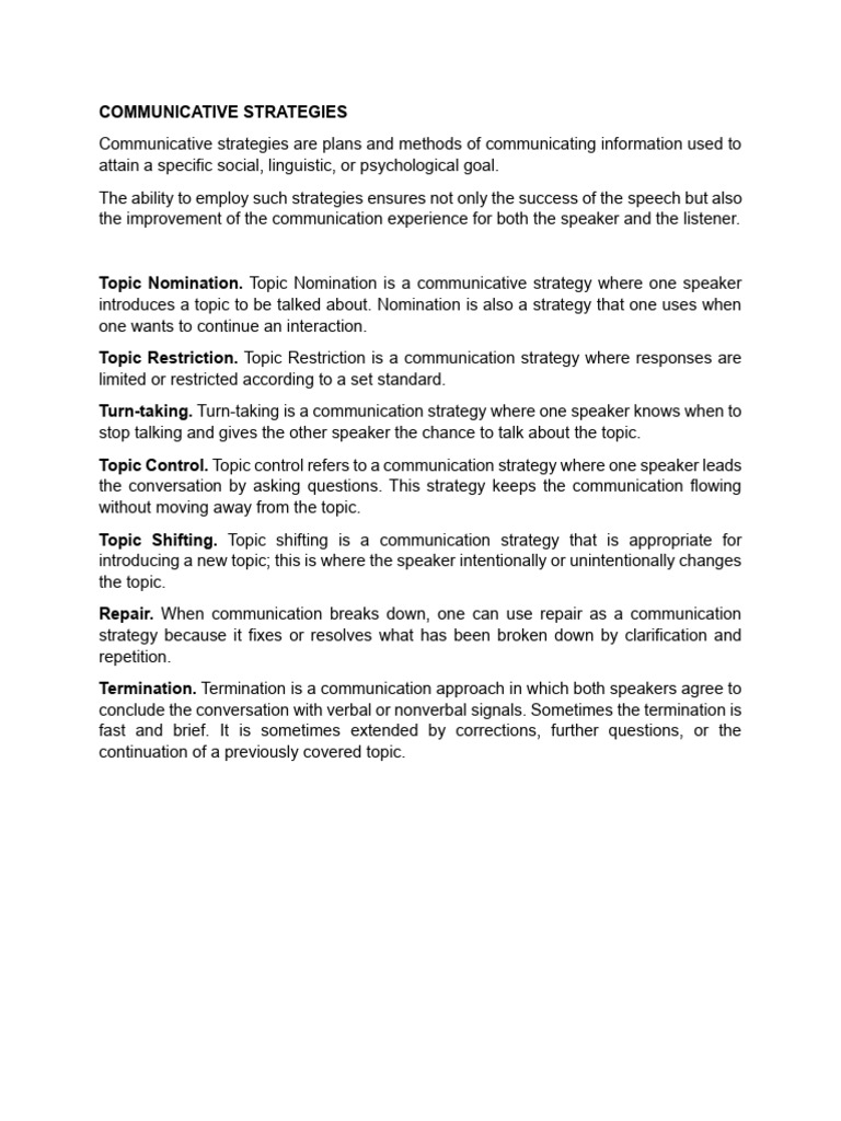 Communicative Strategies | PDF