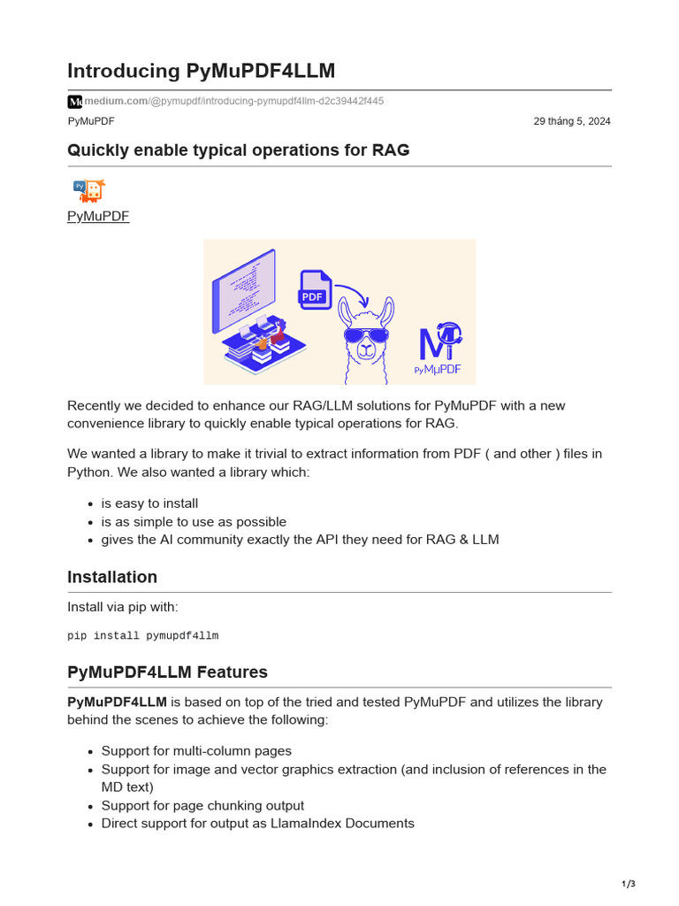 Introducing PyMuPDF4LLM | PDF | Library (Computing) | Computer Science