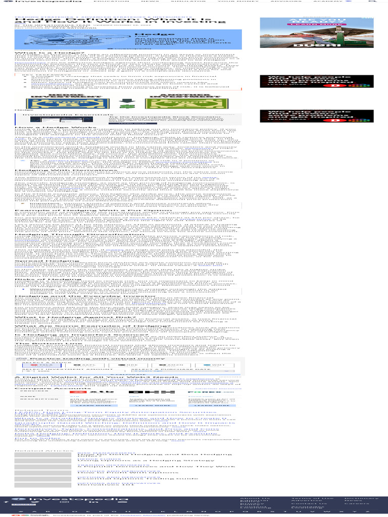 Hedge Definition What It Is and How It Works in | PDF | Hedge (Finance ...
