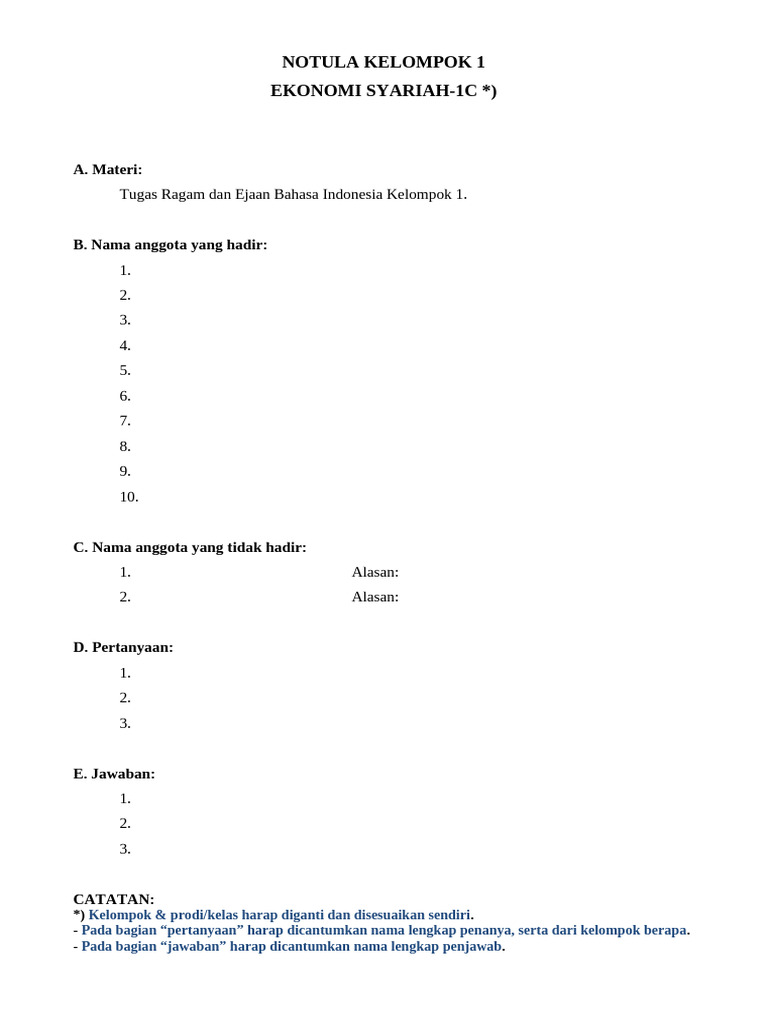 Contoh Notula Tugas Bahasa Indonesia | PDF | Kajian Bahasa Asing