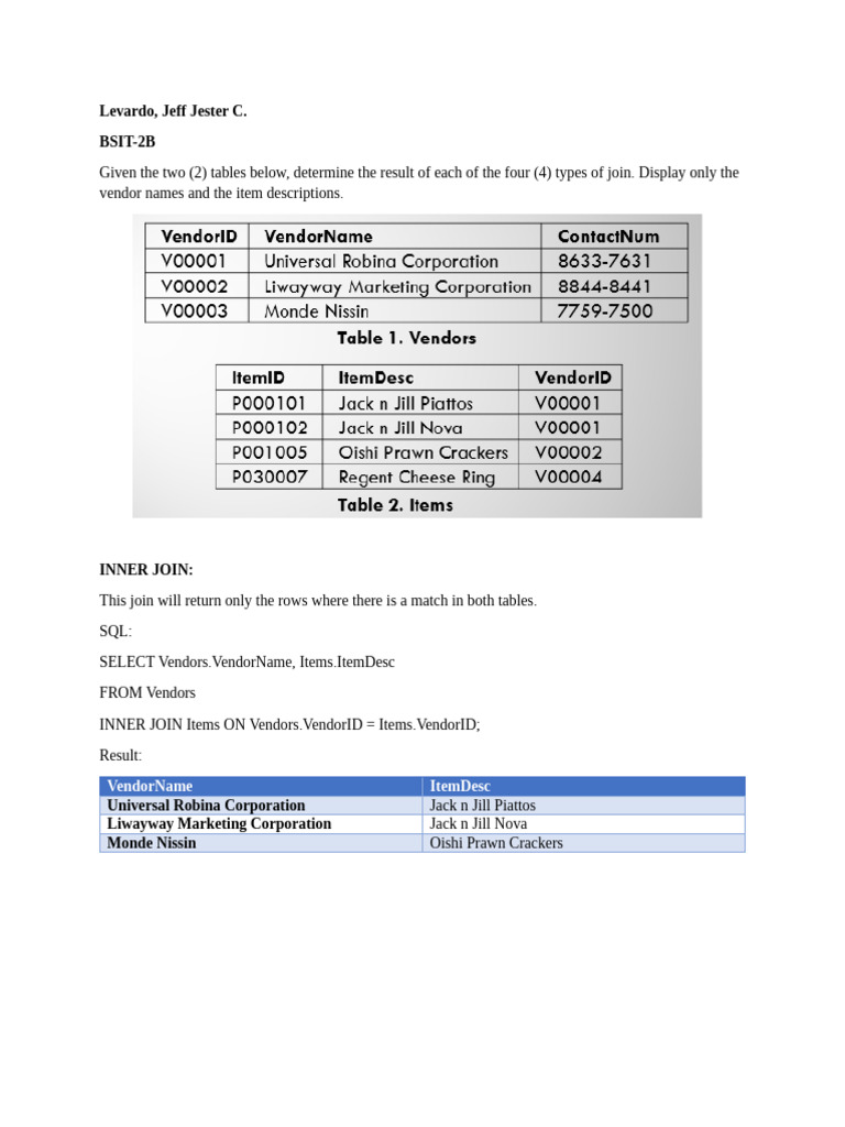 SQL Joins Explained for IT Students | PDF | Databases | Data Management