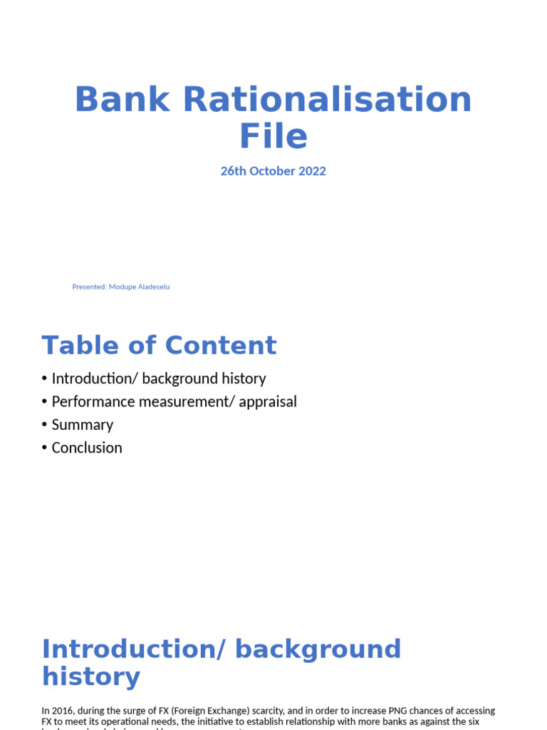 Bank Rationalisation Proposal | PDF