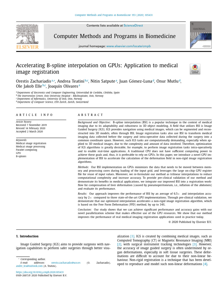 Accelerating B Spline Interpolation On GPUs AP 2020 Computer Methods and PR | PDF | Graphics ...