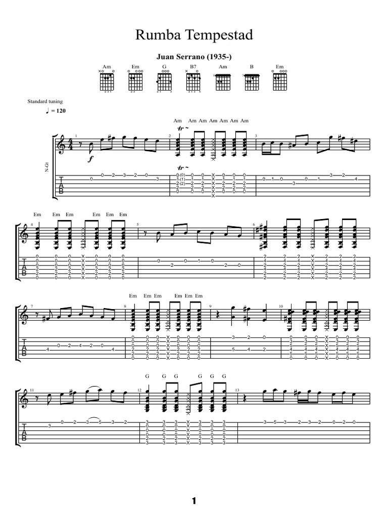 Juan Serrano - Rumba Tempestad - Guitar Pro Tab | PDF