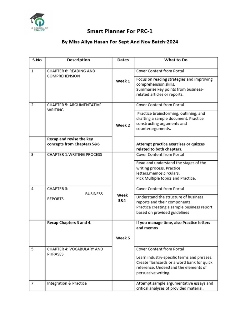 PRC time table | PDF | Reading Comprehension | Writing