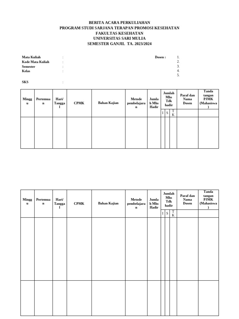 Format BAP - Kosong | PDF