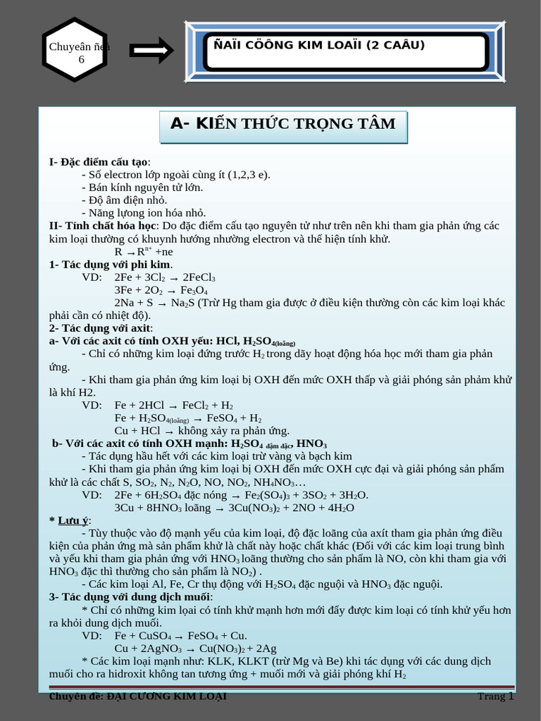 Bai Tap Dieu Che Kim Loai | PDF