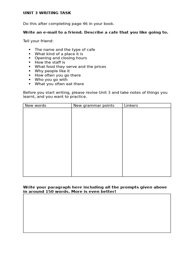 Unit 3 Writing Task | PDF | Lifestyle