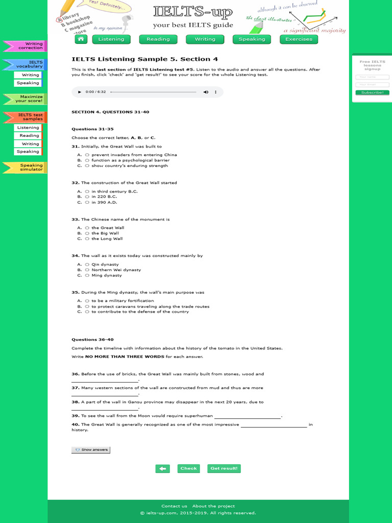 IELTS Listening Practice Online - Sample 5.4 - IELTS-up | PDF