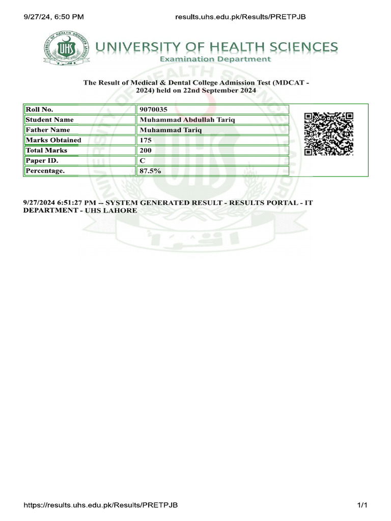 Mdcat Result | PDF