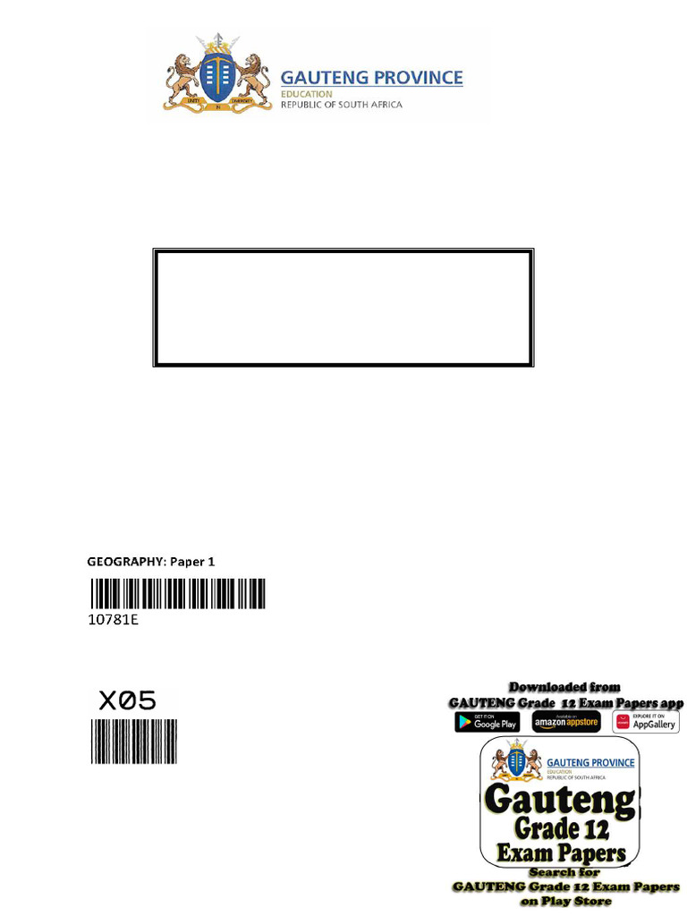 Grade 12 Geography Exam Paper 1 | PDF | Stream | River