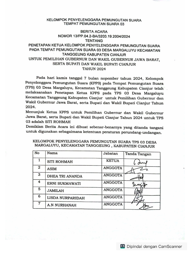 Fakta Integritas KPPS TPS 3 | PDF