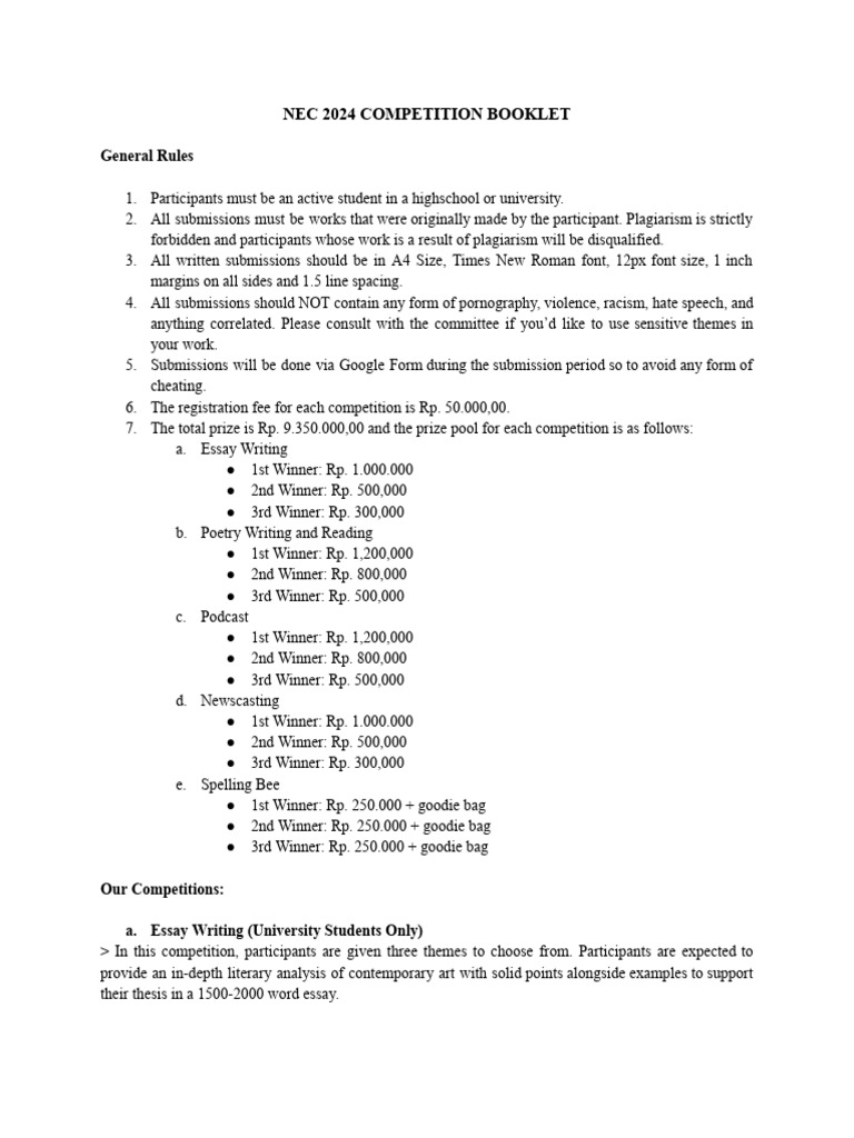 Nec 2024 Competition Booklet | PDF | Home & Garden