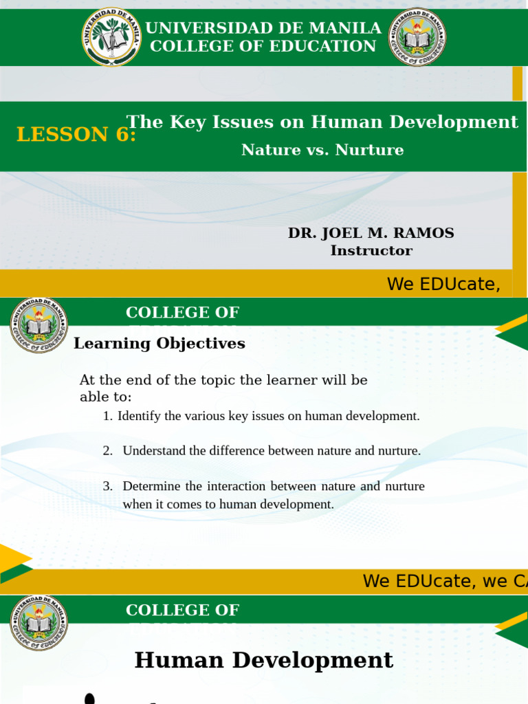 Lesson 6:: The Key Issues On Human Development | PDF | Nature Versus Nurture | Human