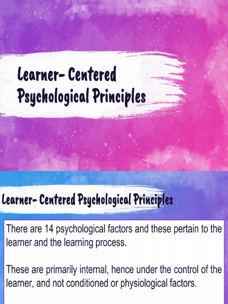 Learner-Centered Psychological Principles | PDF