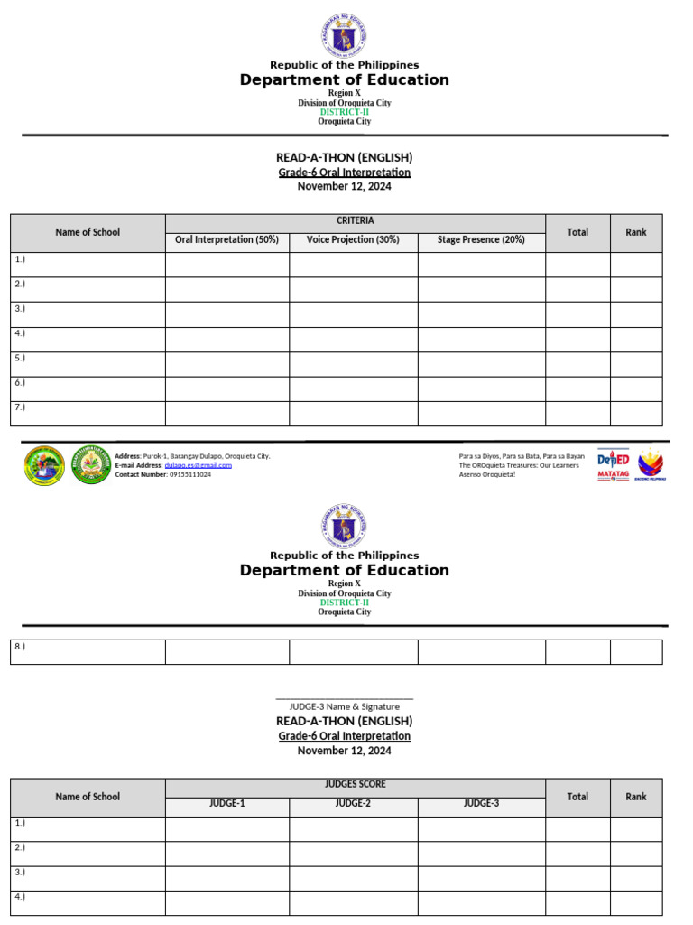 DFOT Tally Sheet | PDF