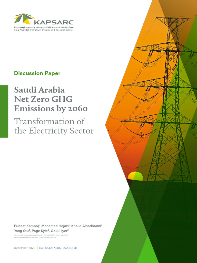 KS 2023 DP31 Saudi Arabia Net Zero GHG Emissions by 2060 Transformation ...