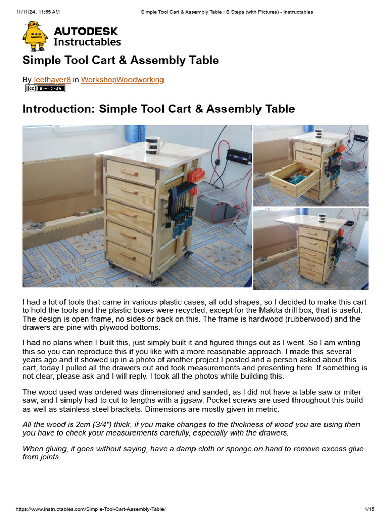 Simple Tool Cart & Assembly Table | PDF | Adhesive | Screw