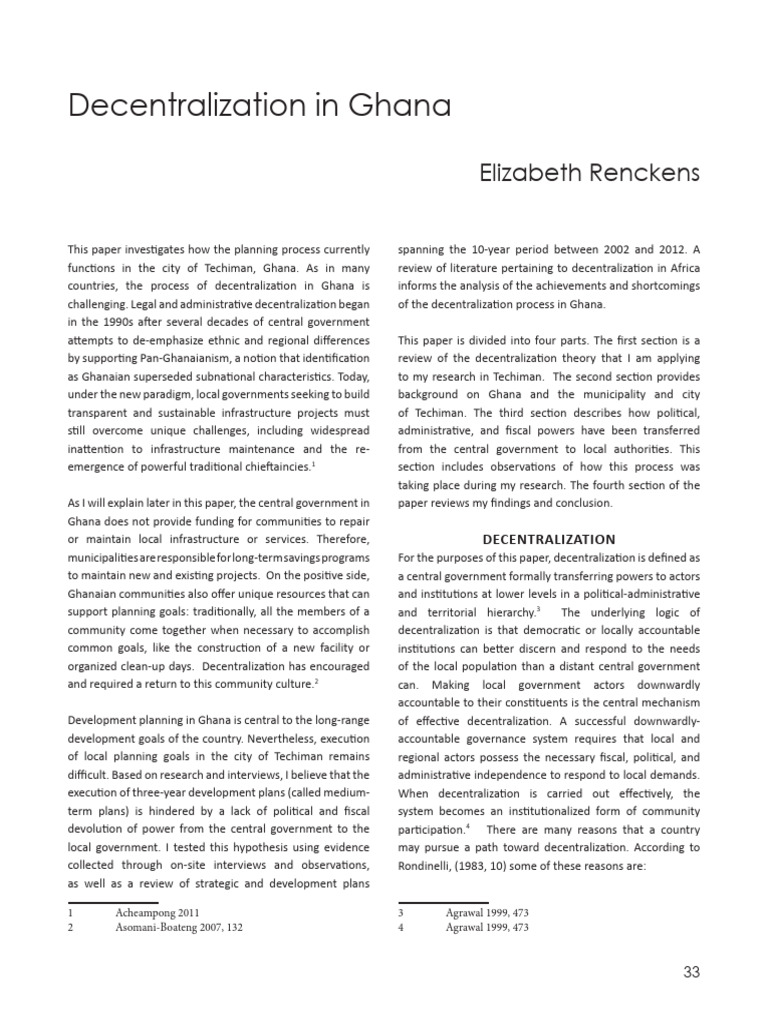 Renckens DecentralizationInGhana | PDF | Decentralization | Ghana