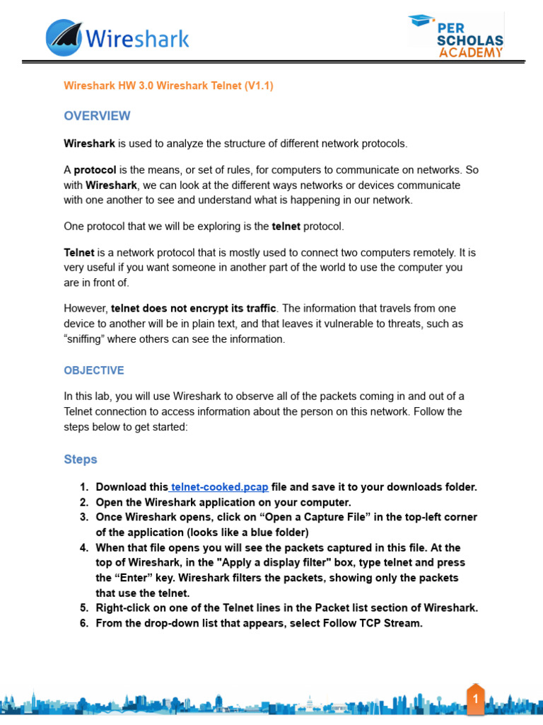 Analyzing Telnet Traffic with Wireshark | PDF | Networking Standards | Telecommunications
