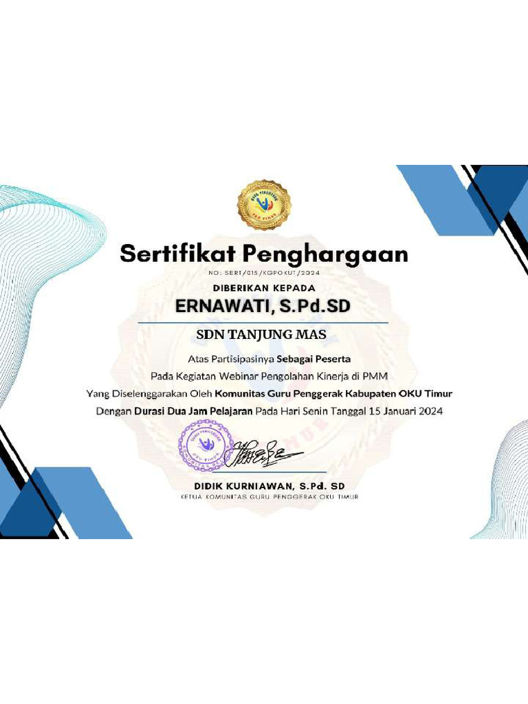 Sertifikat Ernawati - 2 | PDF