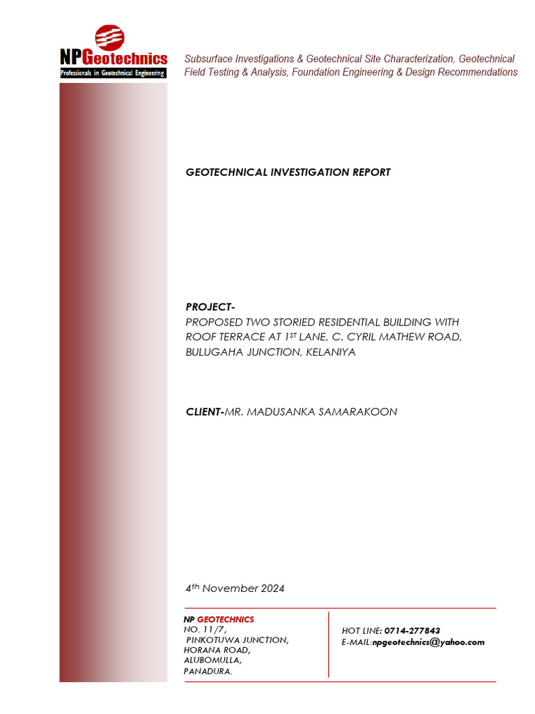 Geotechnical Investigation Report for Building | PDF | Earth Sciences ...