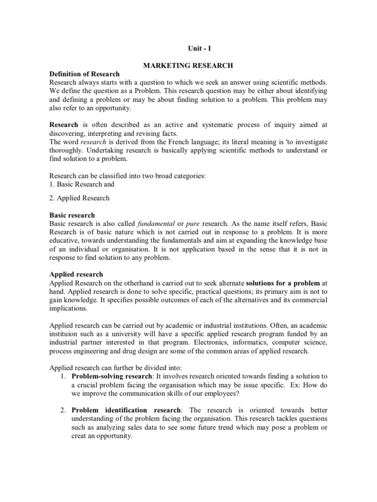 Unit 1 MKTG Research | PDF | Marketing Research | Scientific Method