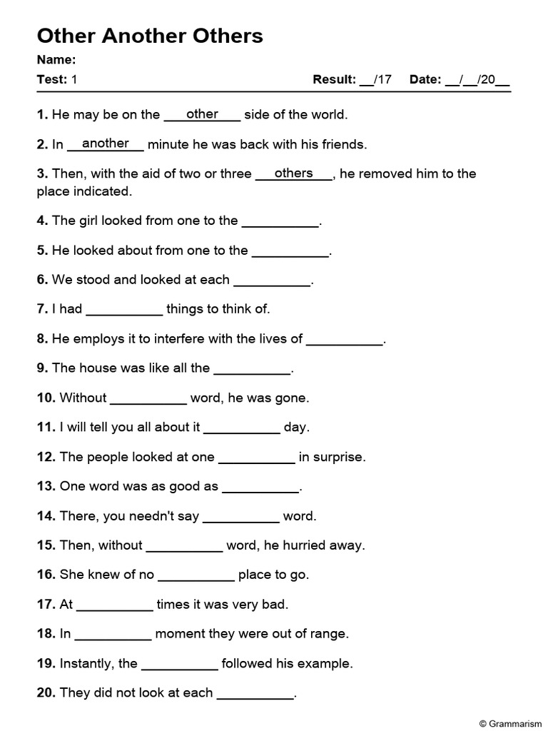 Grammarism Other Another Others Test 1 1564871 | PDF | Art