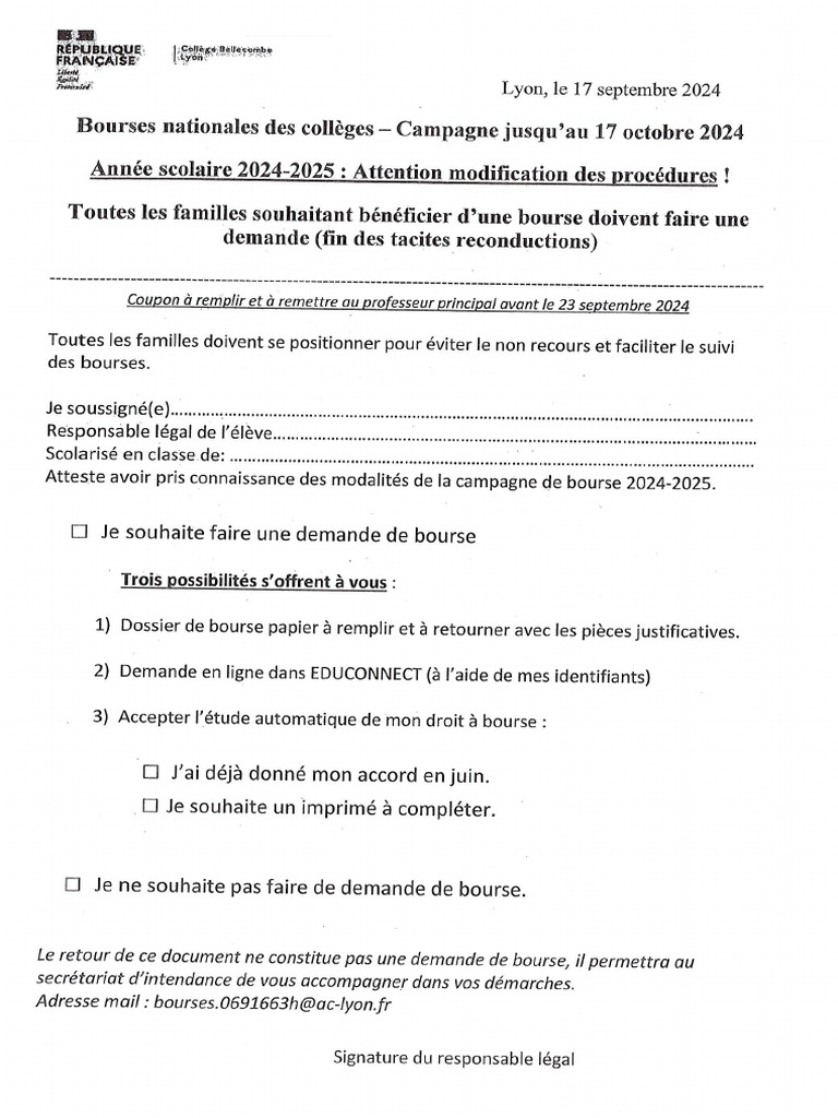 Info Familles Campagne Bourses 2024.25 | PDF