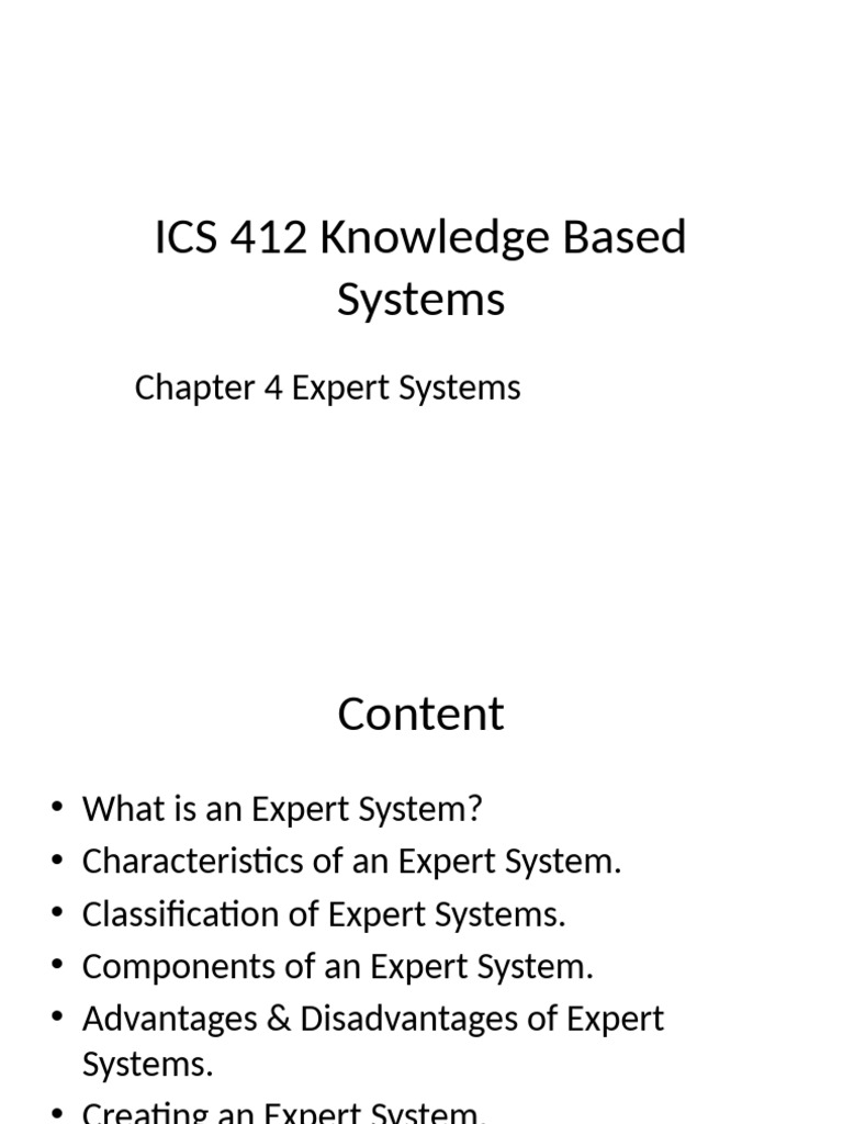 Chapter 4 Expert Systems | PDF | Expert | Knowledge