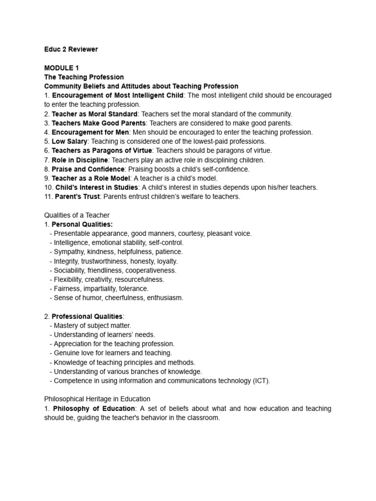 EDUC 2 Reviewer (1) | PDF | Teachers | Learning