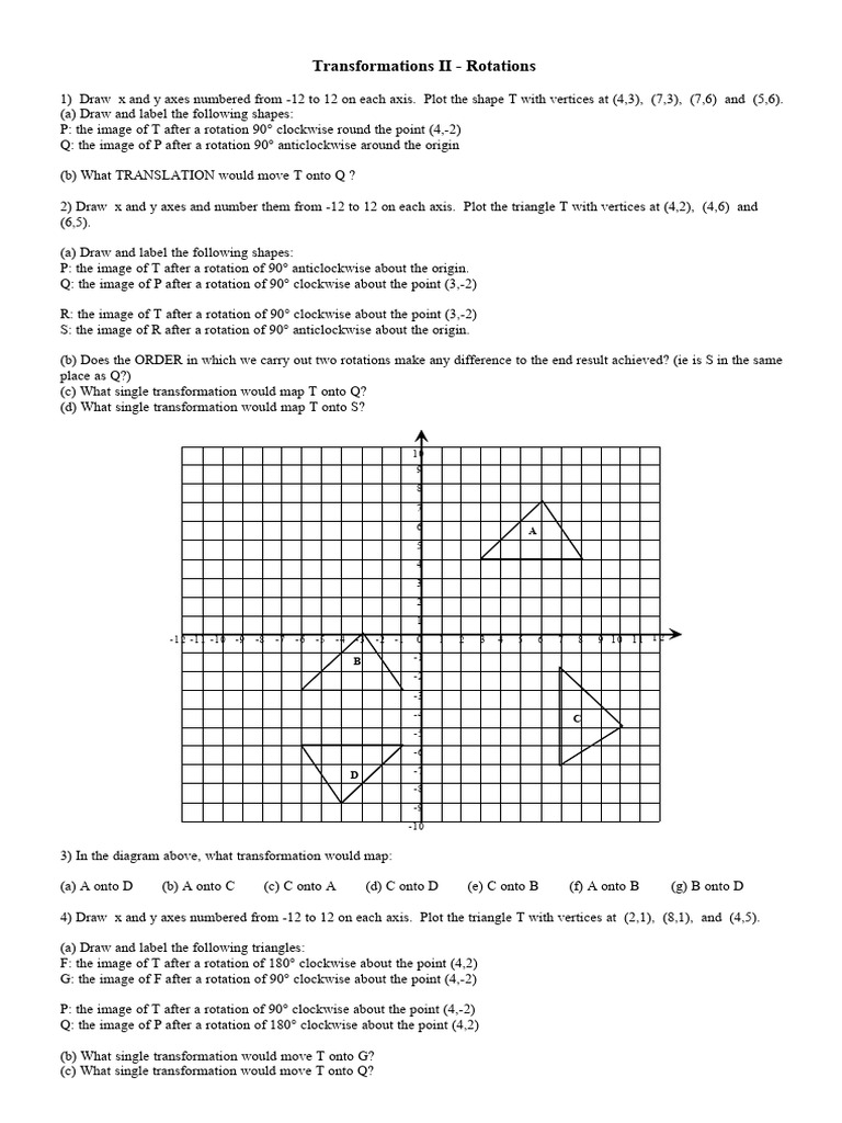 WS2-Transformations 2 - Rotations | PDF | Rotation | Cartesian ...