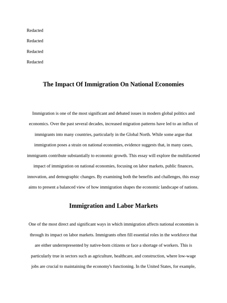 The Impact of Immigration On National Economies | PDF | Immigration ...