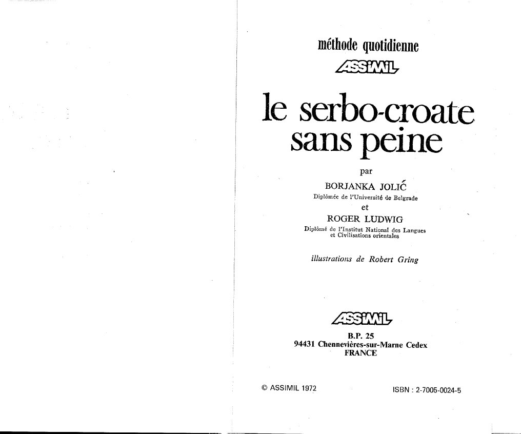 Assimil Serbo-Croate Sans Peine | PDF