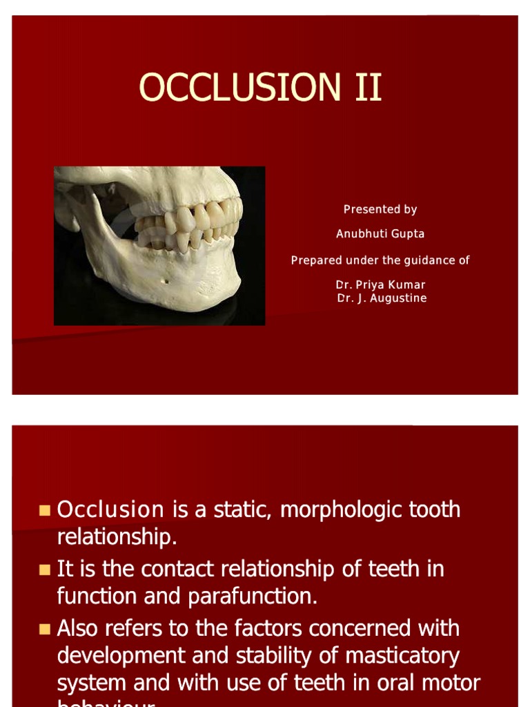 Occlusion II | Human Head And Neck | Tooth