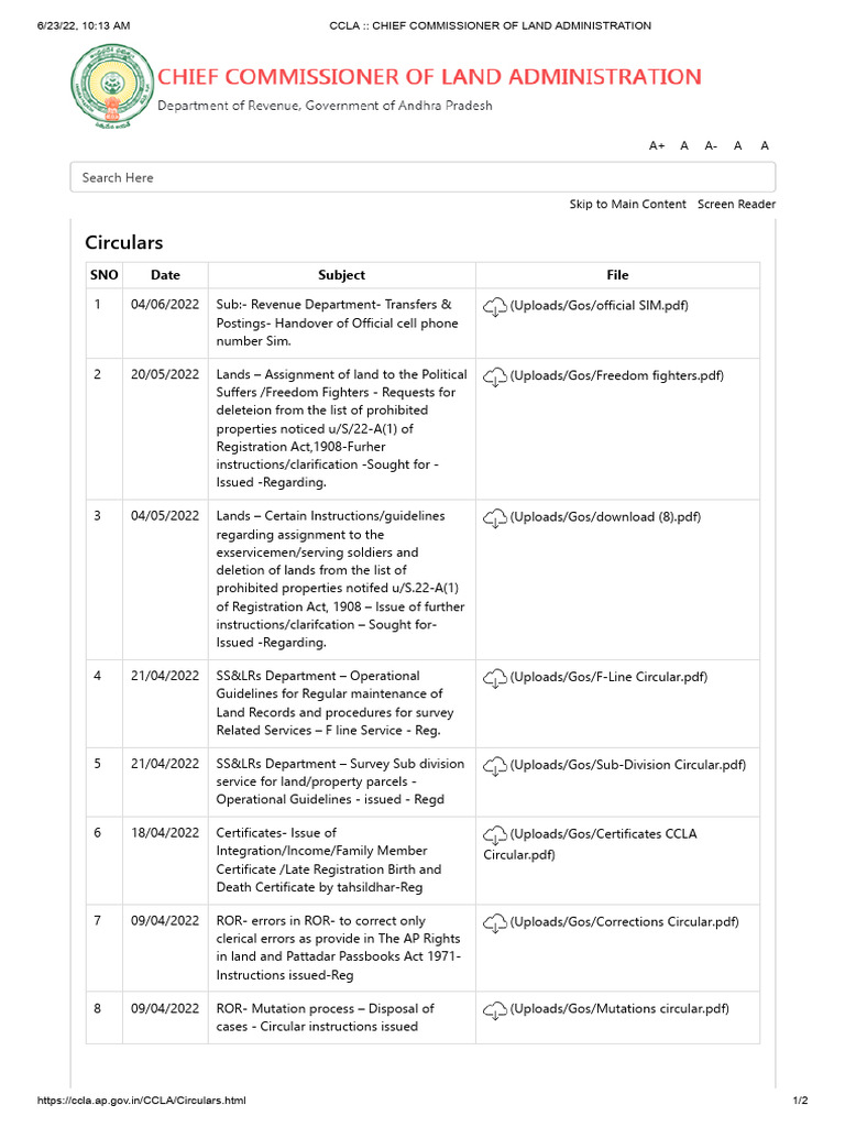 Ccla - Chief Commissioner of Land Administration | PDF