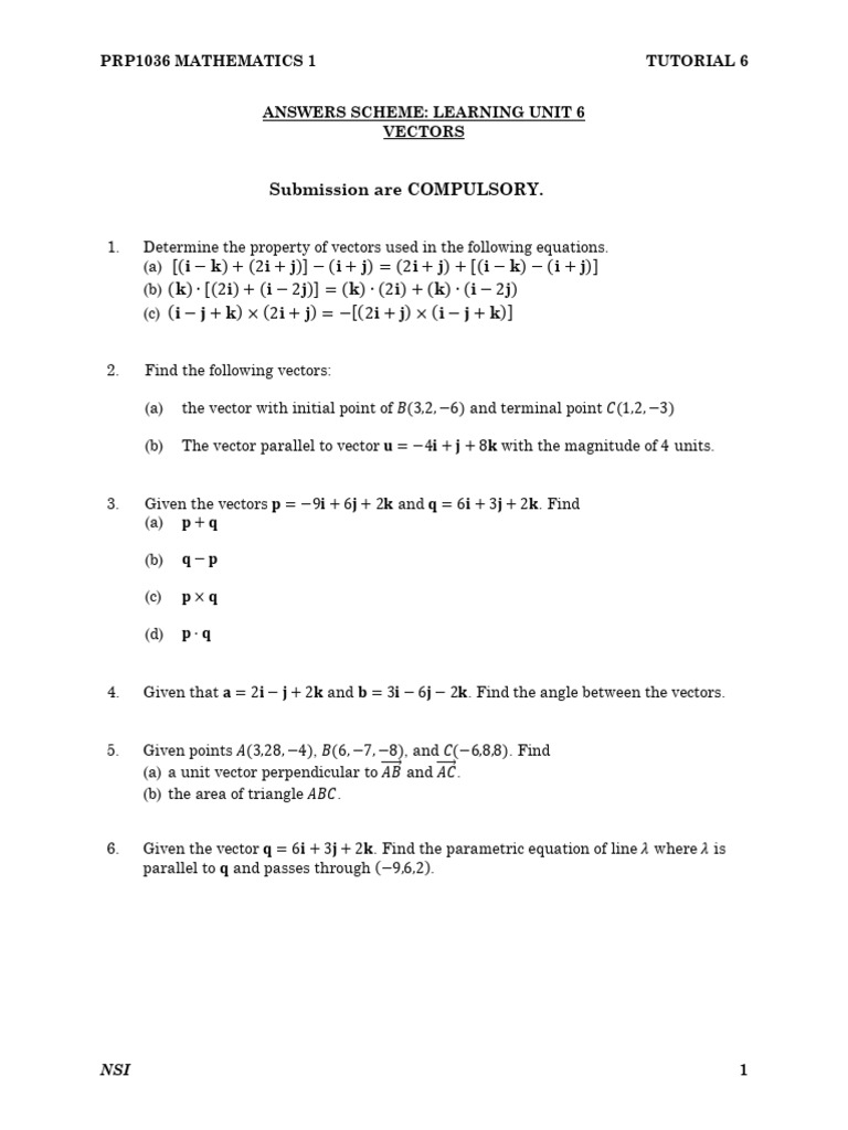 Tutorial 6 - Student | PDF | Euclidean Vector | Angle