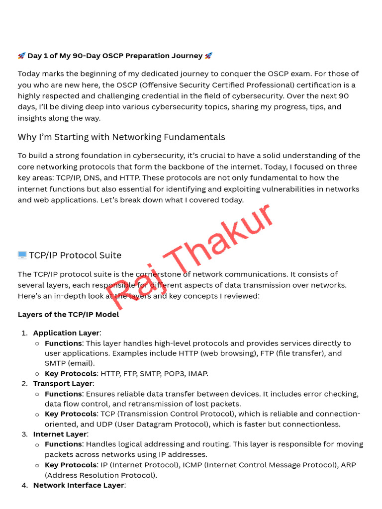 ? Day 1 of My 90-Day OSCP Preparation Journey ? | PDF | Internet Protocols | Domain Name System