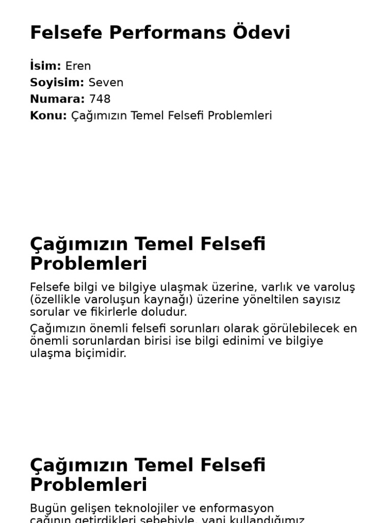 Felsefe Performans Ödevi | PDF