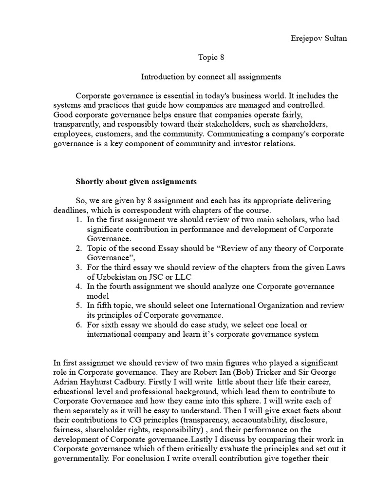 Topic 8 | PDF | Governance | Corporate Governance