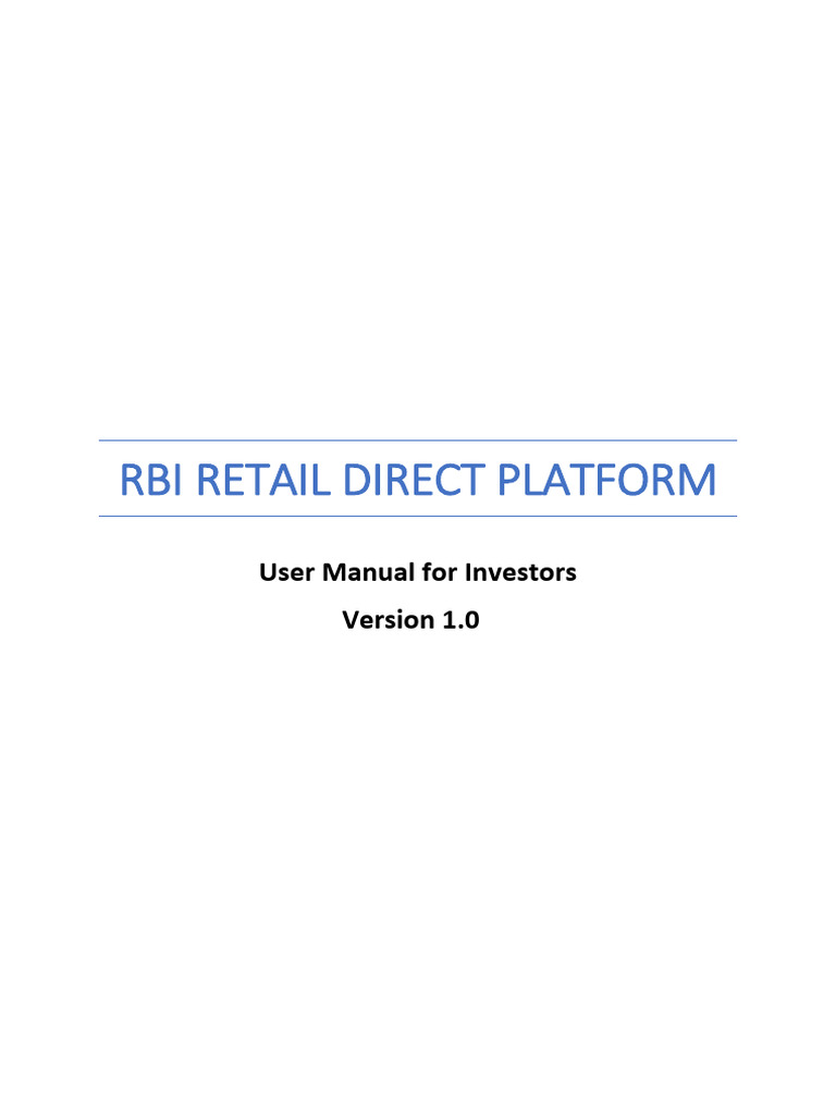 RBI Retail Direct User Manual | PDF | Login | Password