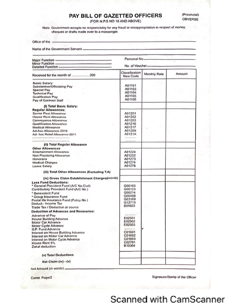 Gazetted Bill Form | PDF