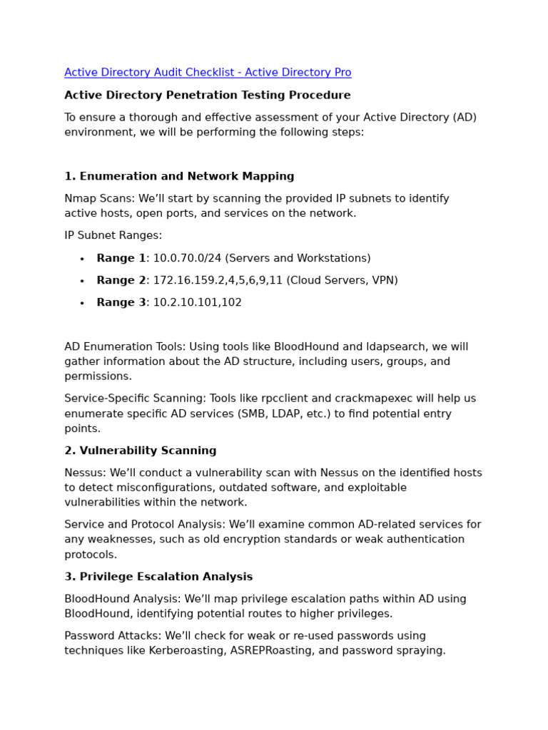 Active Directory Security Audit Guide | PDF