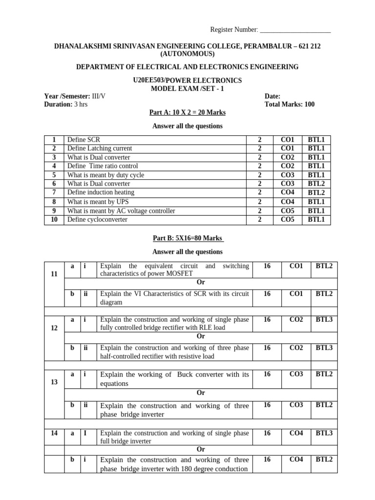 Power Electronics MODEL SET 1 | PDF | Power Electronics | Power Inverter Power Electronics MODEL SET 1 | PDF | Power Electronics | Power Inverter