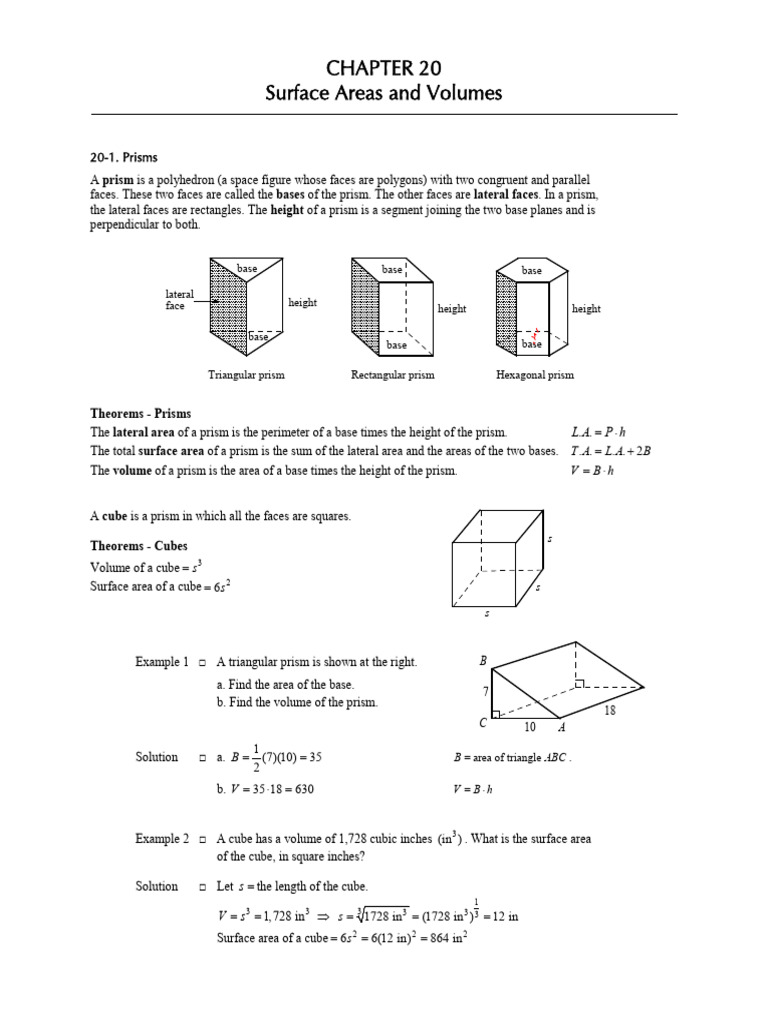 Geometry: Surface Areas & Volumes | PDF | Area | Sphere