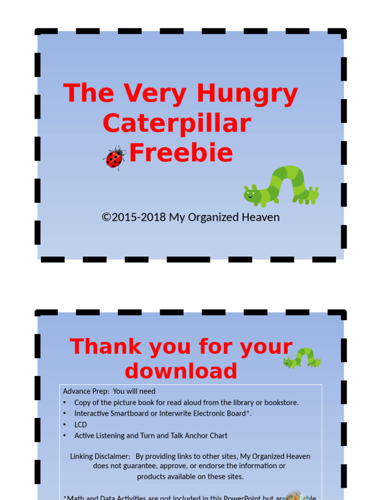 The Very Hungry Caterpillar Freebie: ©2015-2018 My Organized Heaven ...