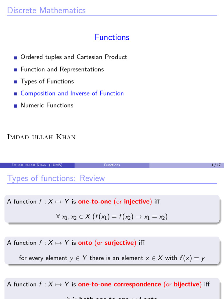 CS210 Slides 05 04 Functions Inverse and Composition | PDF | Function (Mathematics) | Algebra