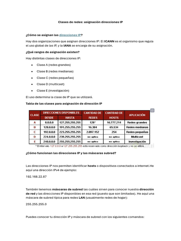 Direccionamiento Ip | PDF | Dirección IP | Protocolos de comunicaciones